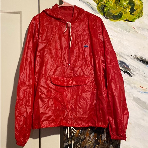 Lacoste | Jackets & Coats | Lacoste Red Rain Pullover Jacket | Poshmark